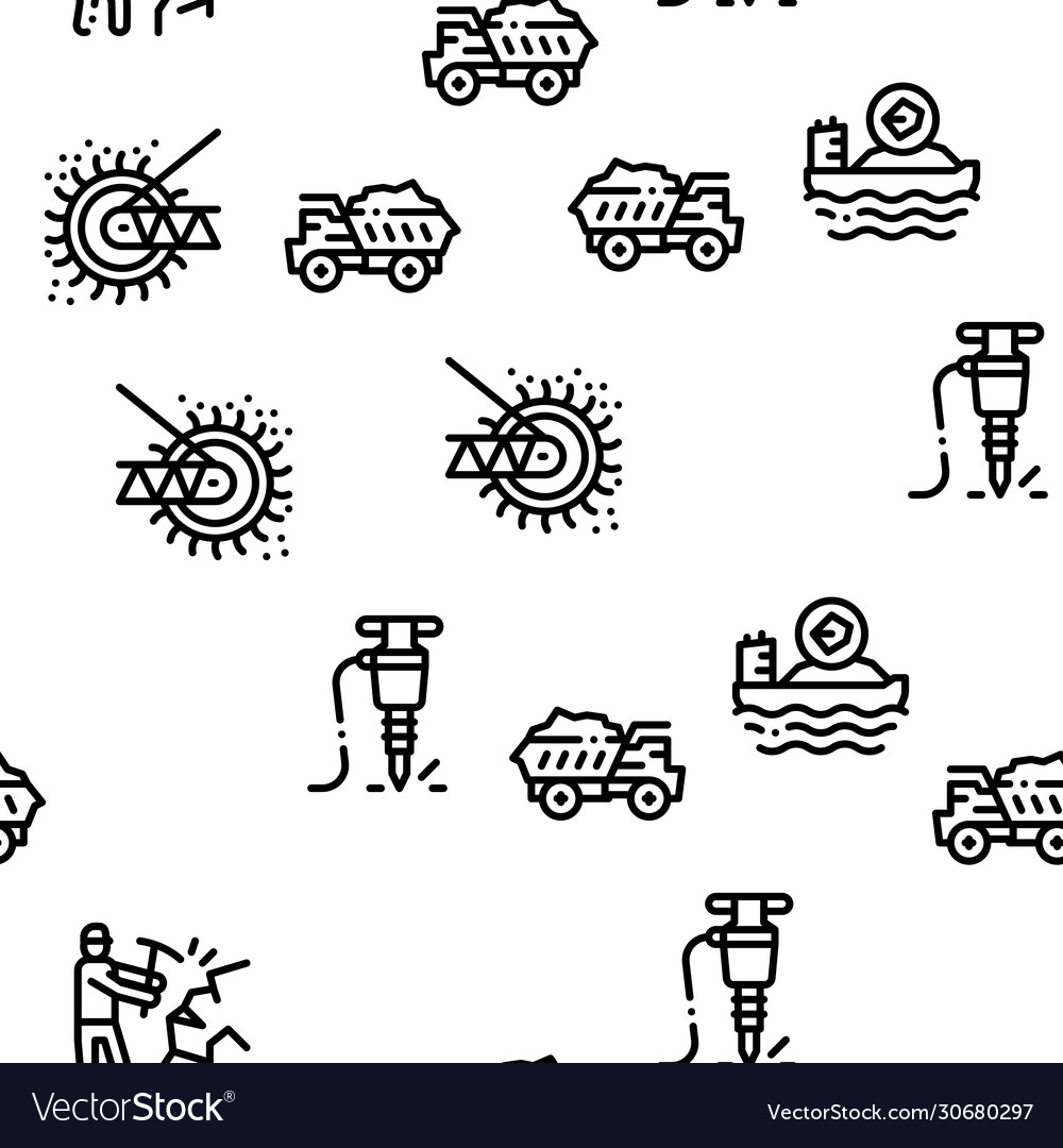 Coal mining seamless pattern Royalty Free Vector Image
