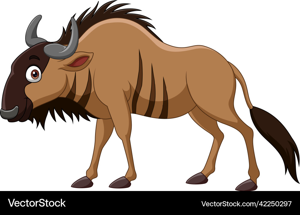 Cute wildebeest cartoon isolated Royalty Free Vector Image