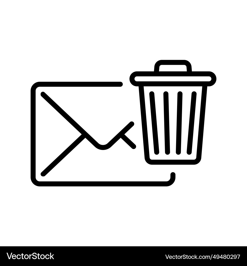 Email icon in line style with trash can Royalty Free Vector