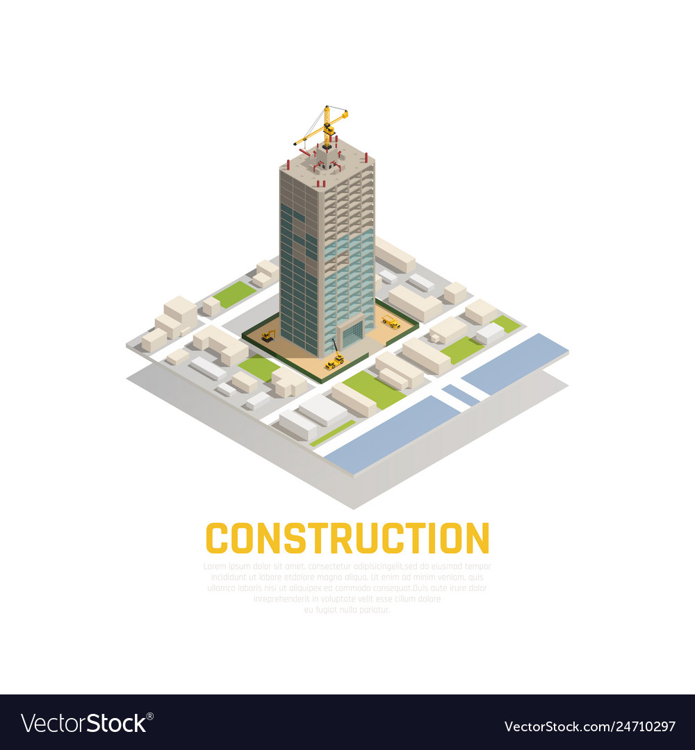 Isometric construction composition Royalty Free Vector Image