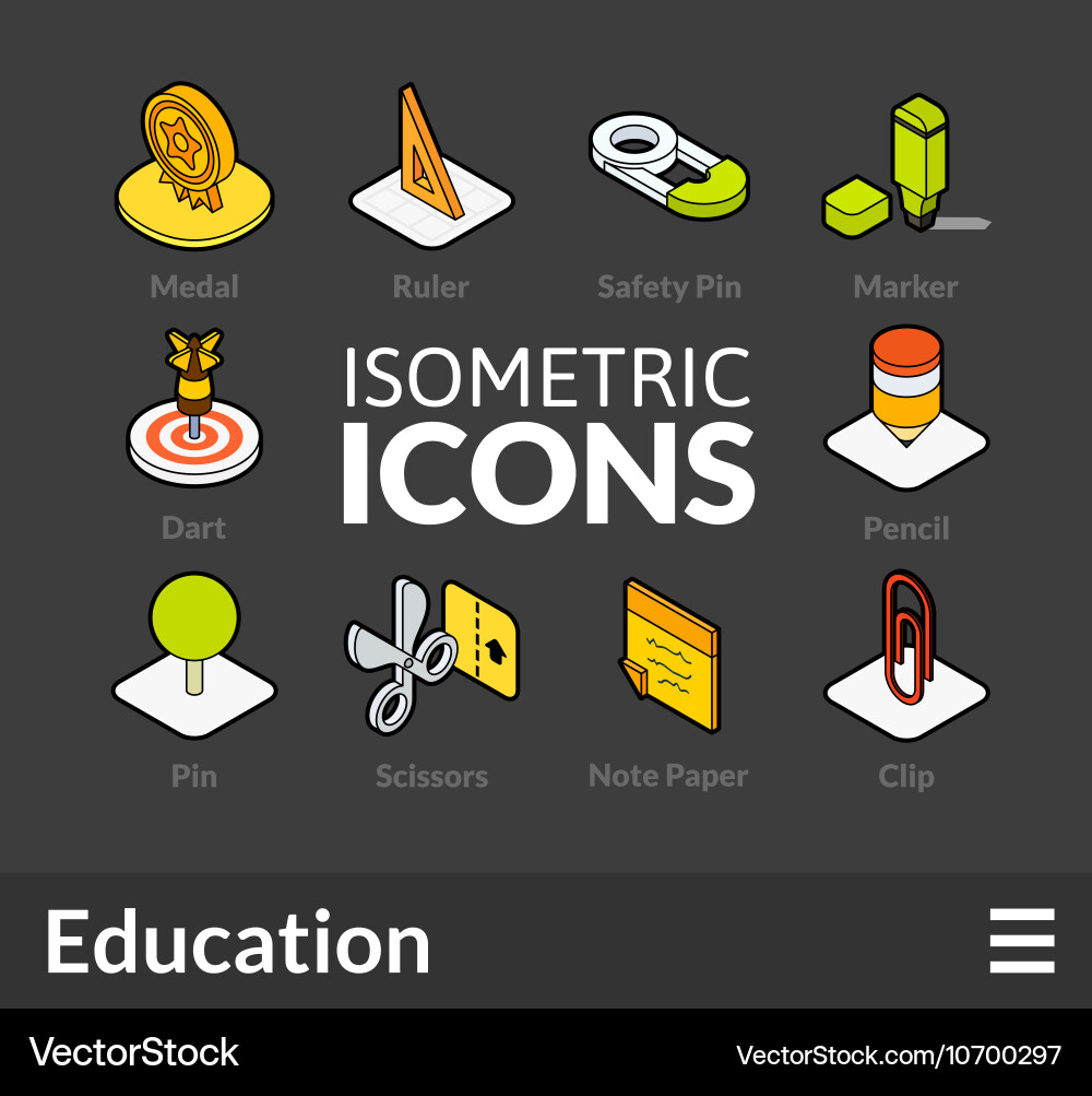 Isometric outline icons set 16 Royalty Free Vector Image