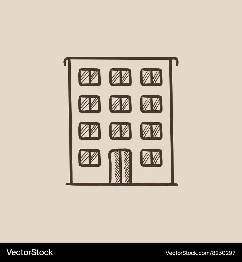 Residential building sketch icon Royalty Free Vector Image