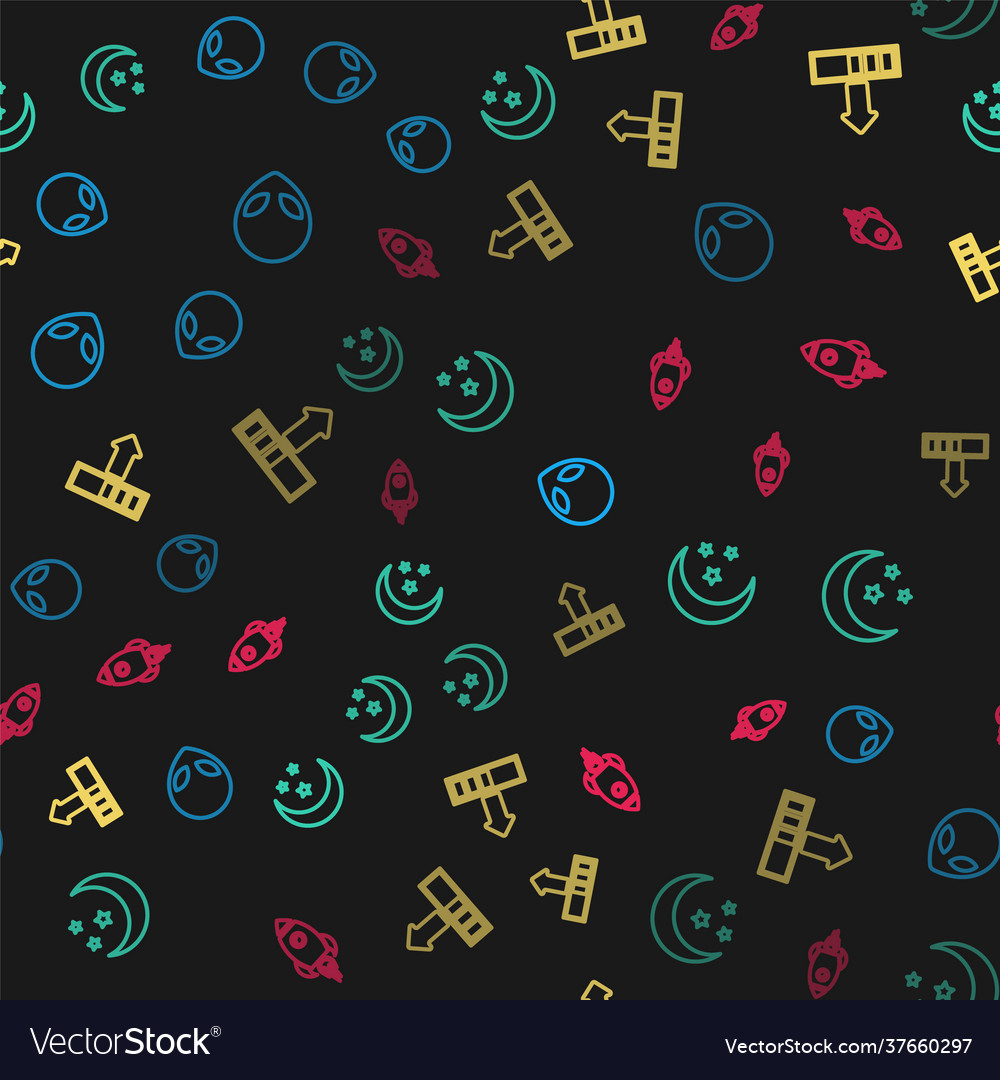 Set line alien moon and stars loading and rocket Vector Image Set line alien moon and stars loading and rocket Vector Image