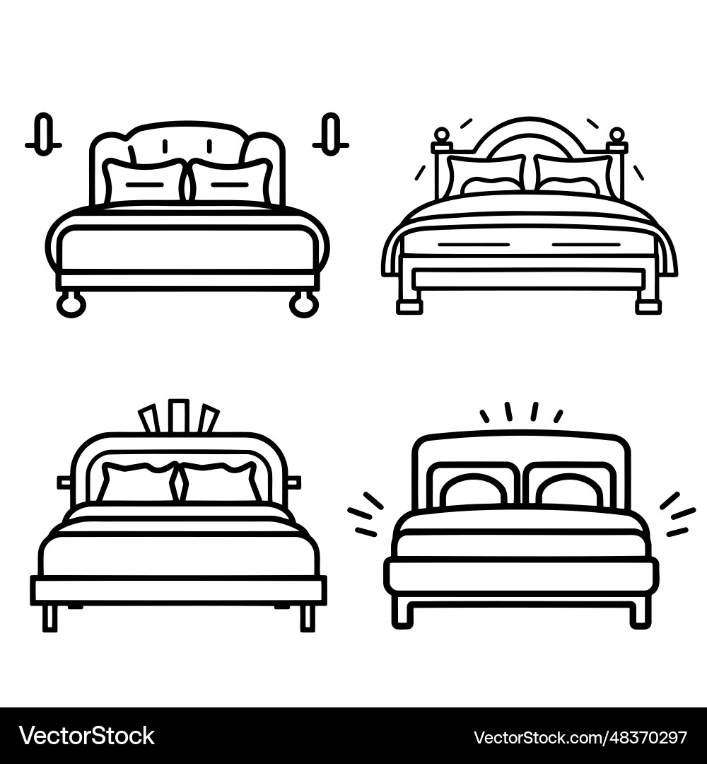 Set of double bed icon Royalty Free Vector Image