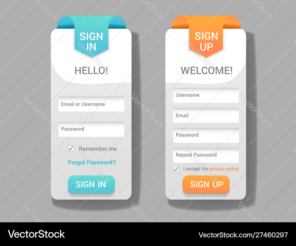 Sign in and up form pages Royalty Free Vector Image