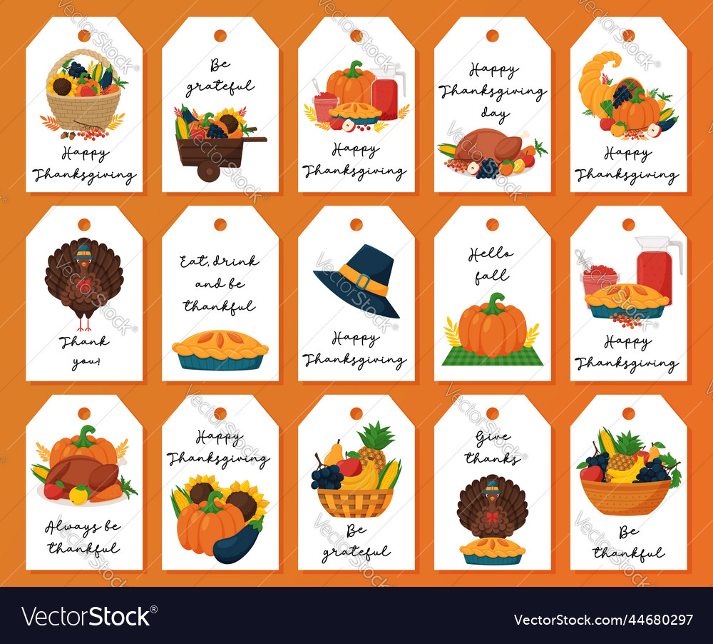 Thanksgiving gift tag set ready-to-print label Vector Image