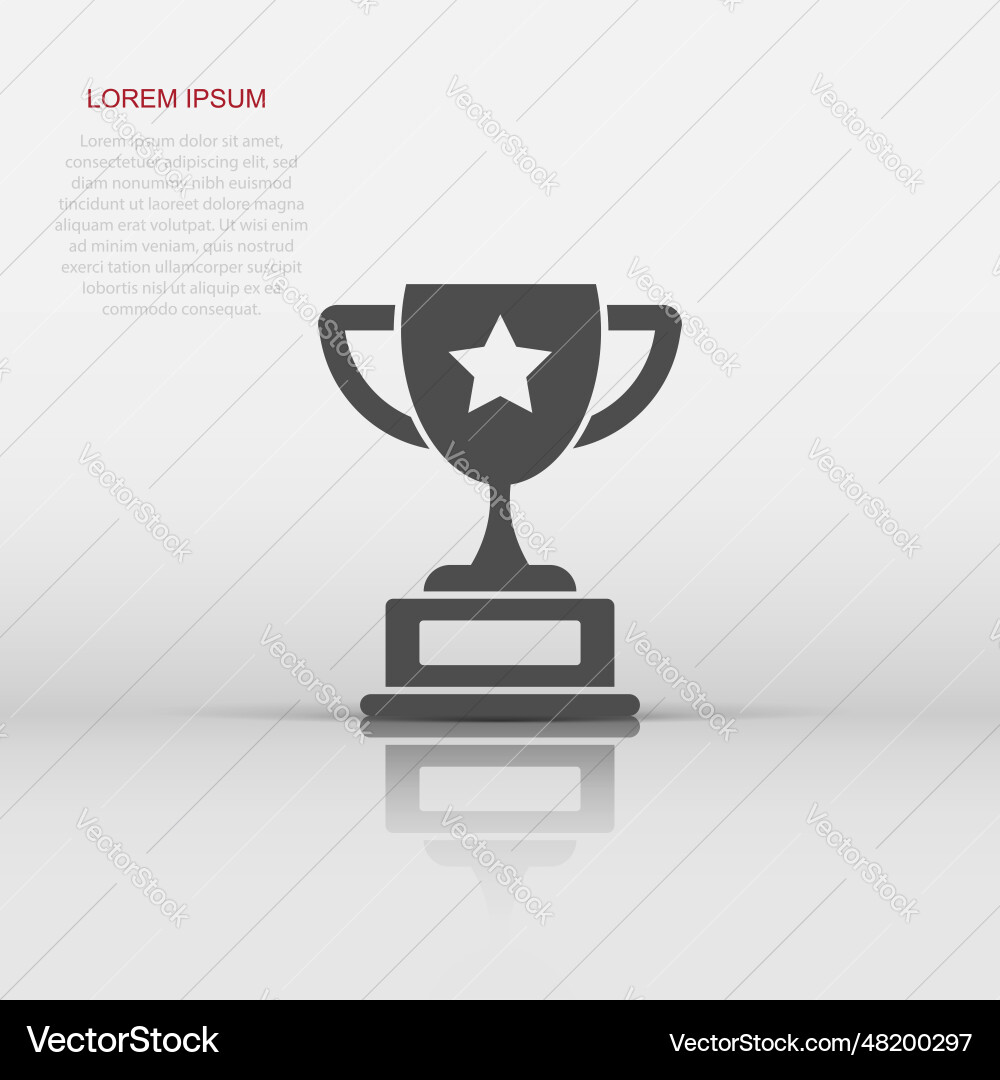 Trophy cup icon in flat style goblet prize Vector Image
