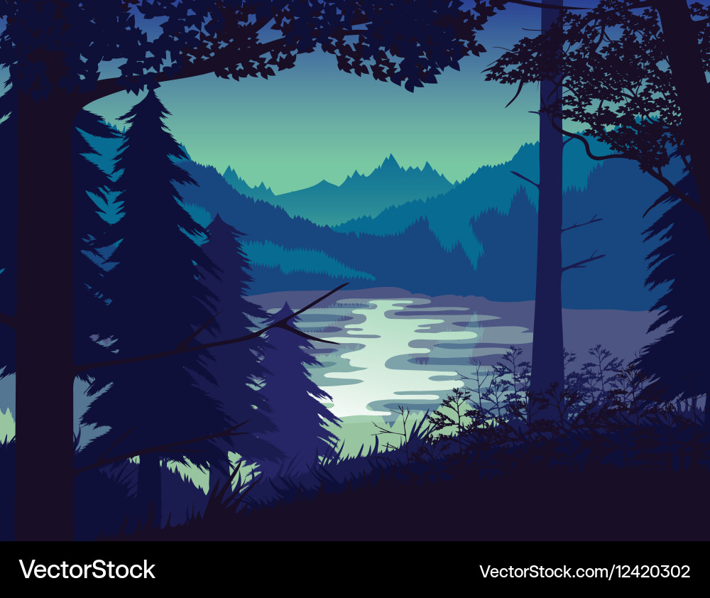 Background of landscape with river forest Vector Image