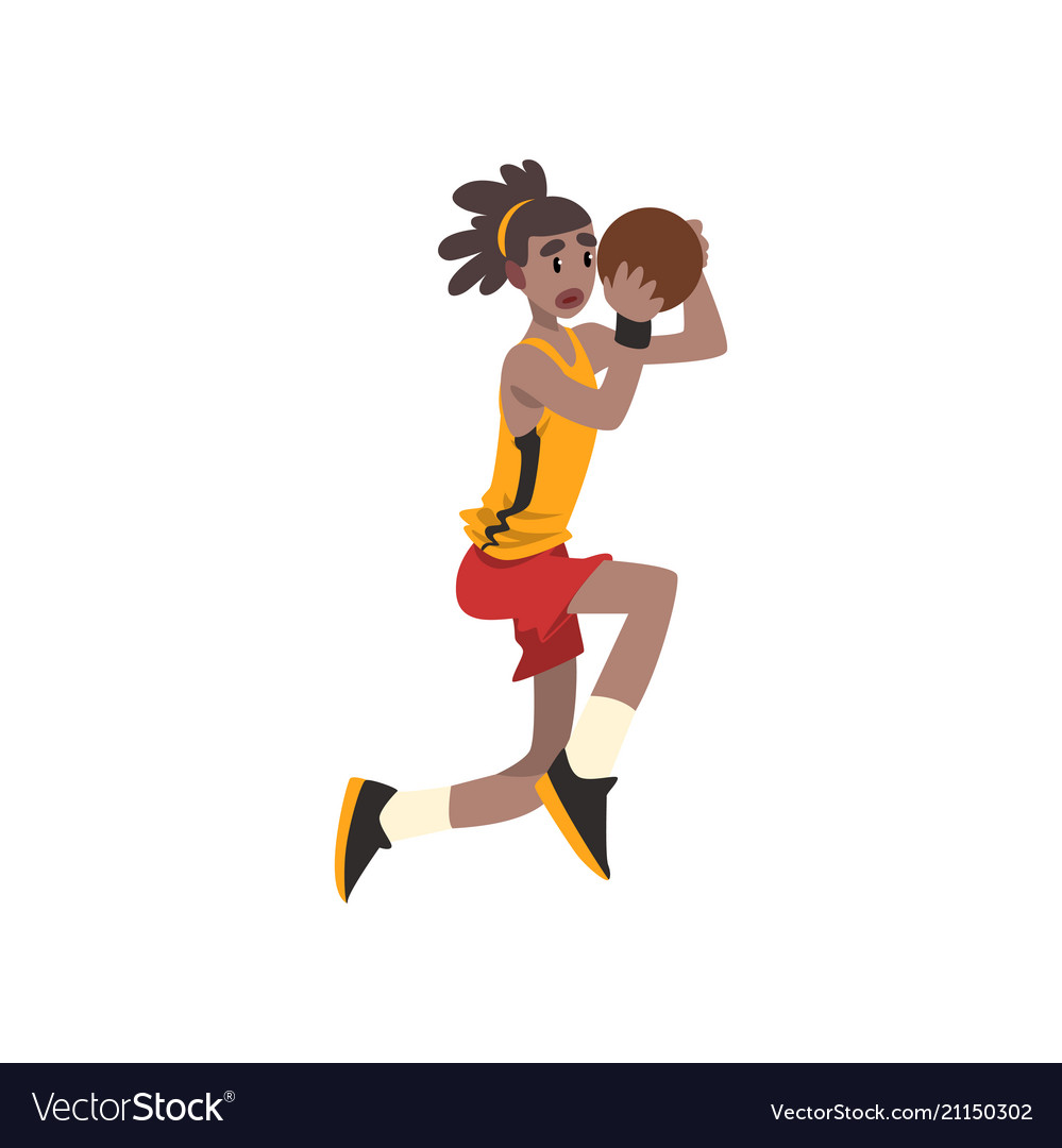 Basketball player in uniform playing with ball Vector Image