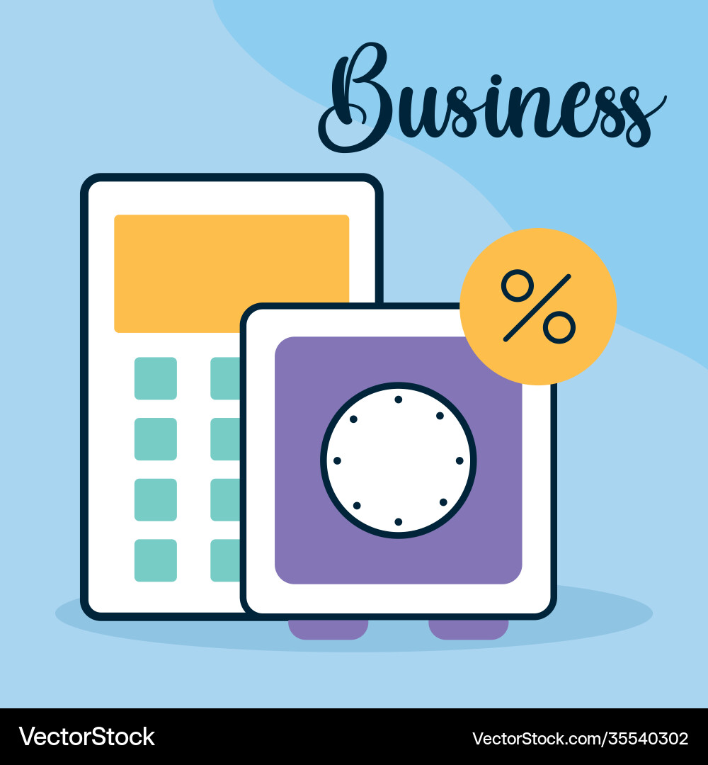 Business lettering calculator and safe Royalty Free Vector