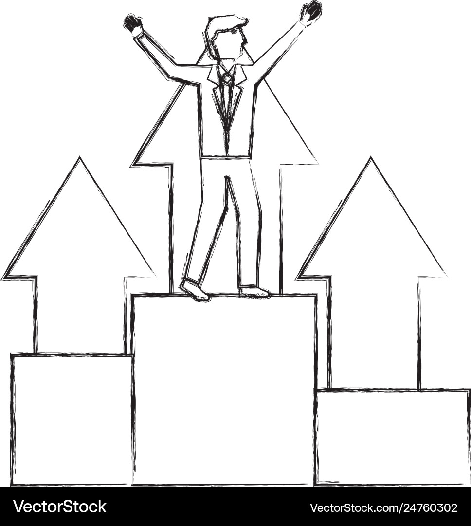 Businessman with success arrows standing Vector Image