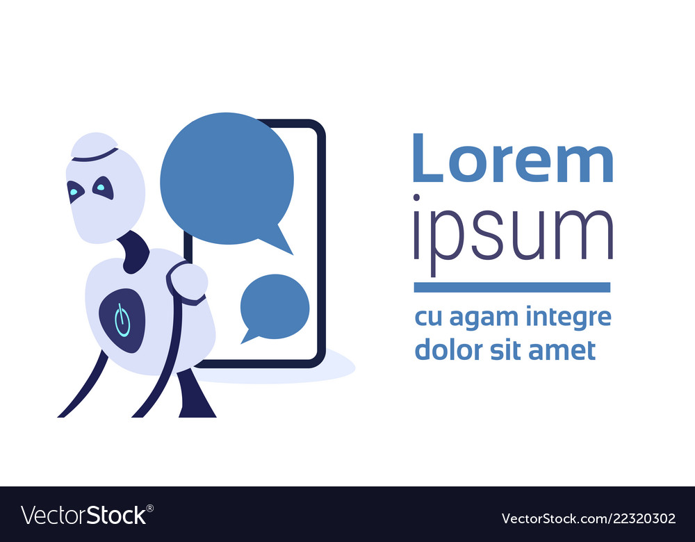 Chat bot mobile application screen bubble robot Vector Image