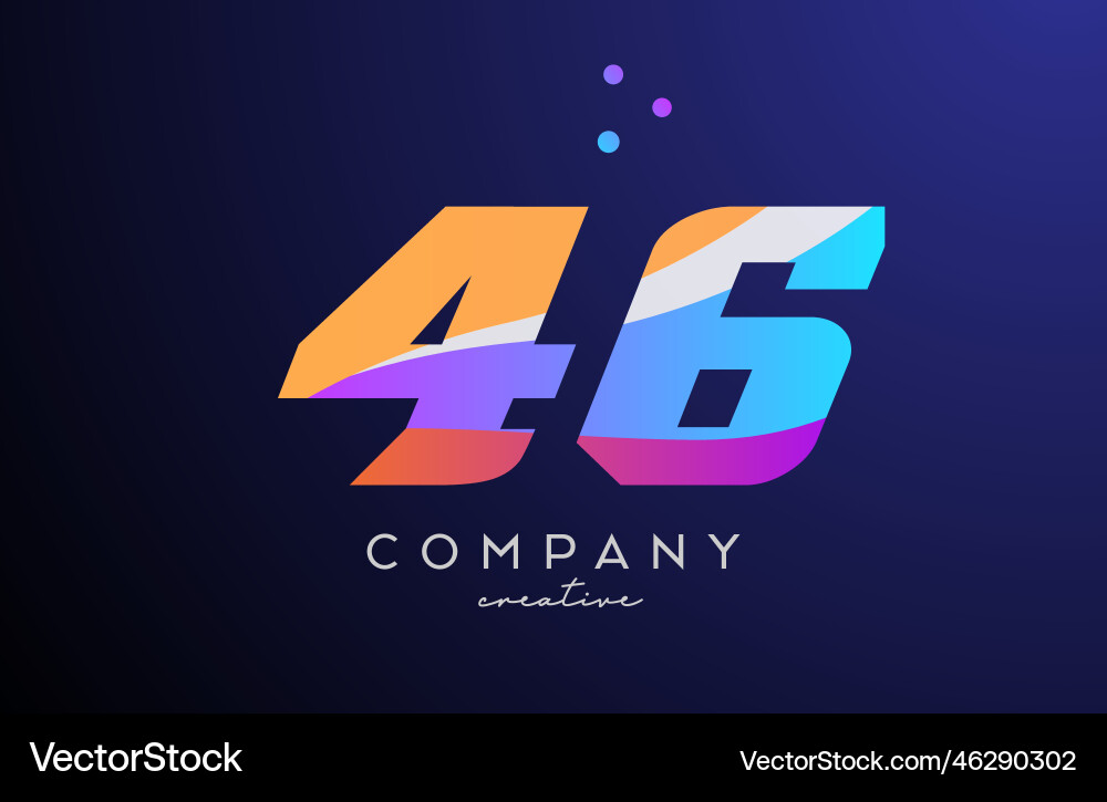 Colored number 46 logo icon with dots yellow blue Vector Image