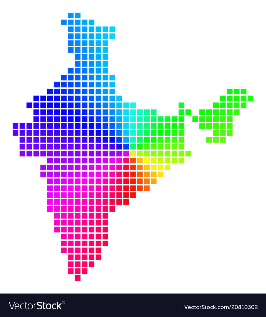 Colored pixel india map Royalty Free Vector Image