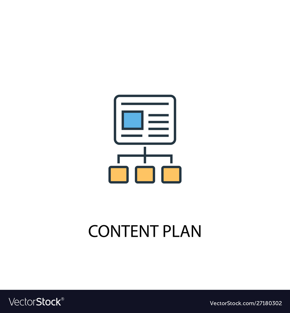 Content Plan Concept 2 Colored Line Icon Simple Vector Image