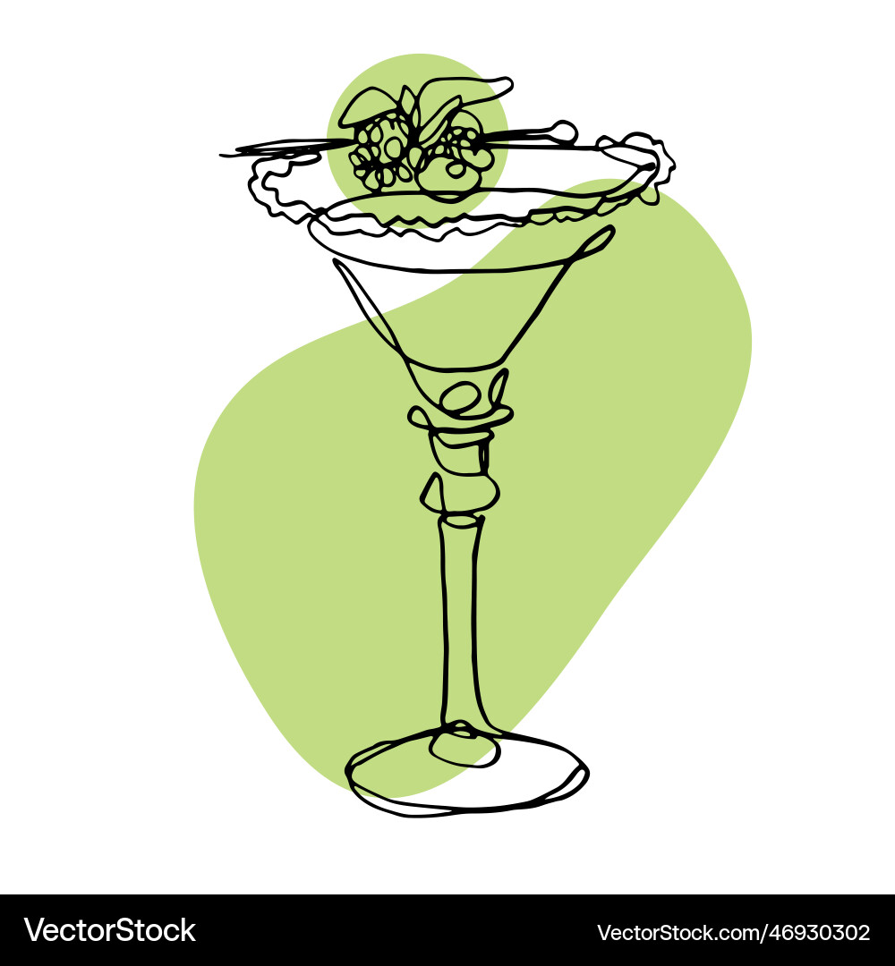 Continuous line drawing of exotic cocktail drinks Vector Image