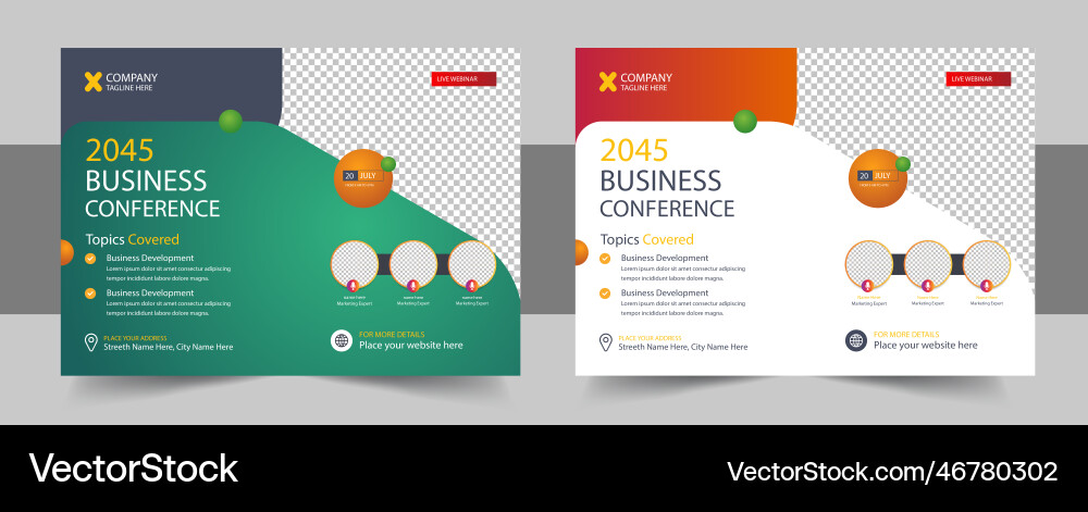 Corporate horizontal business conference flyer Vector Image