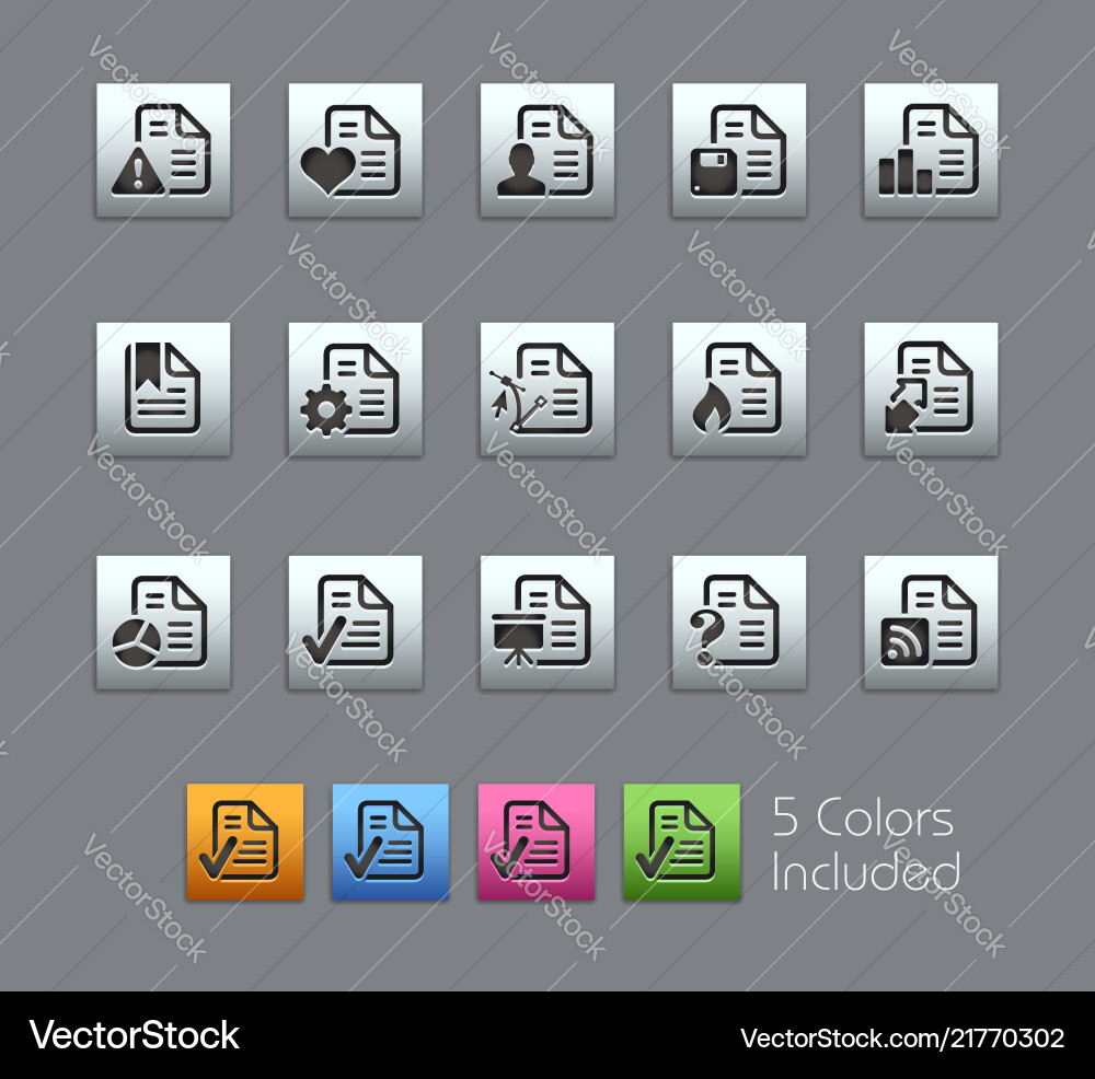Documents icons - 2 of 2 - satinbox series Vector Image