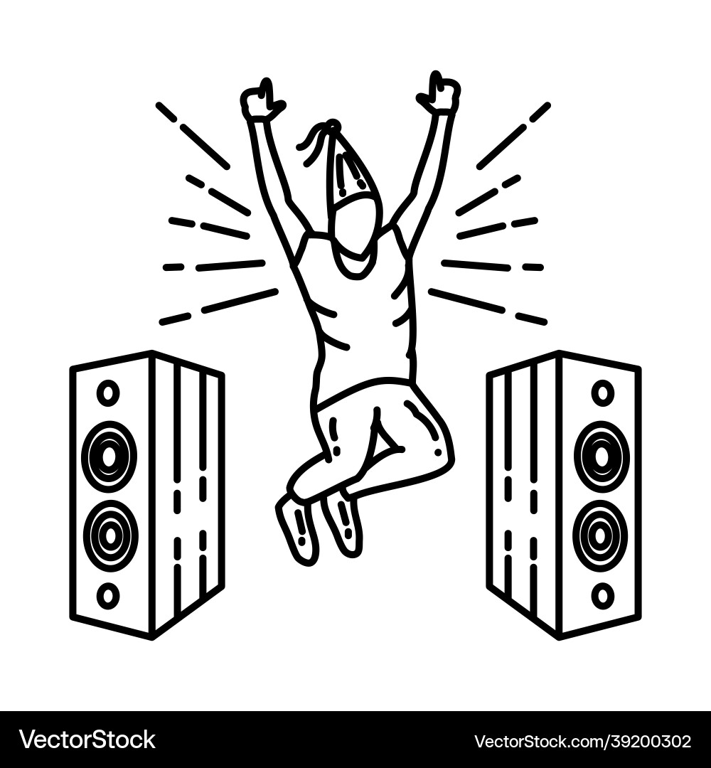 Funky party icon doodle hand drawn or outline Vector Image