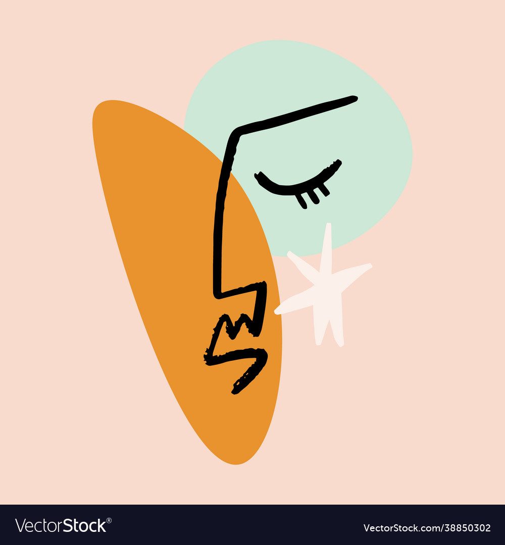 Modern abstract line art face minimalist Vector Image