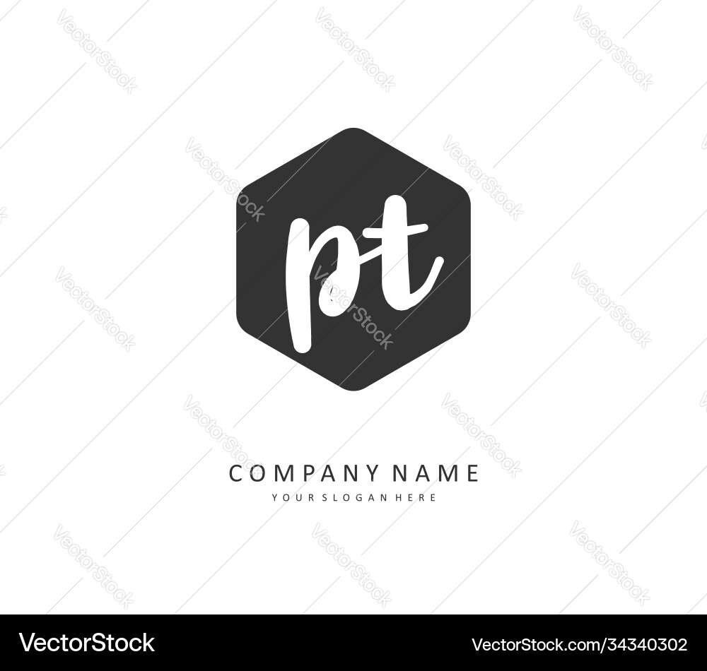 P t pt initial letter handwriting and signature Vector Image