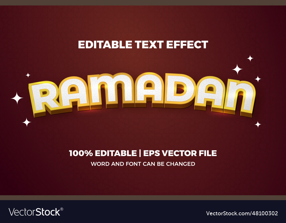 Ramadan editable text effect Royalty Free Vector Image