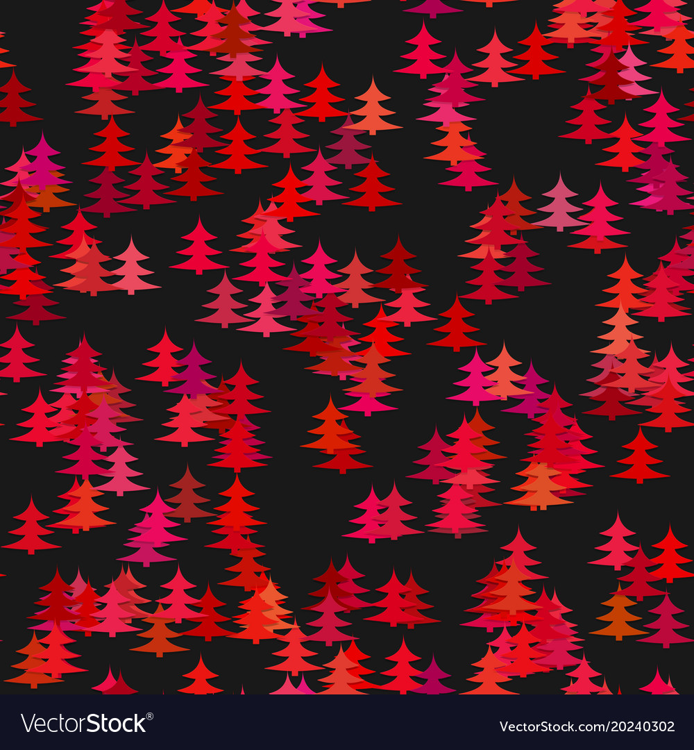 Red random pine tree background - winter Vector Image