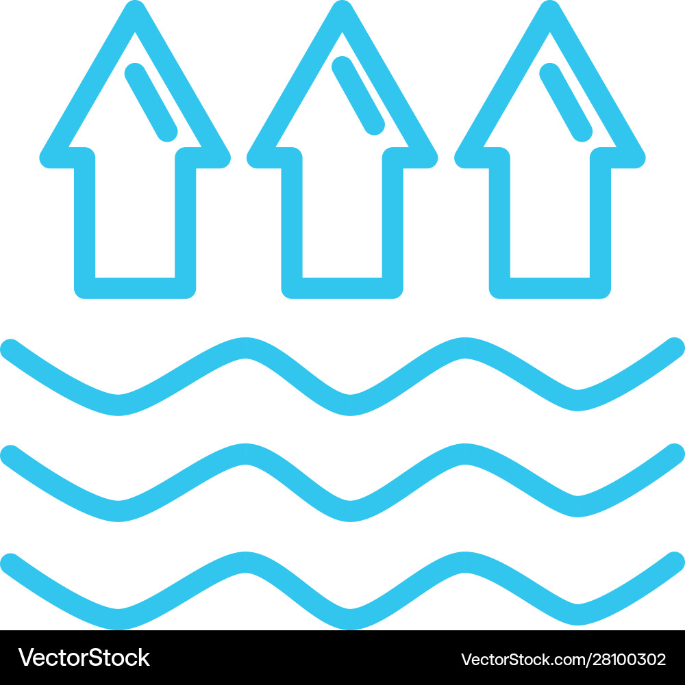 Water waves with arrows up line style icon Vector Image
