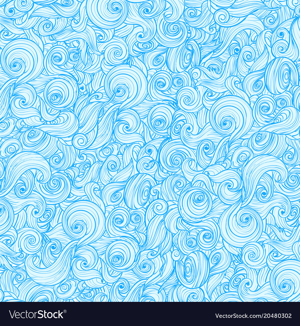 Waves hand drawn pattern Royalty Free Vector Image