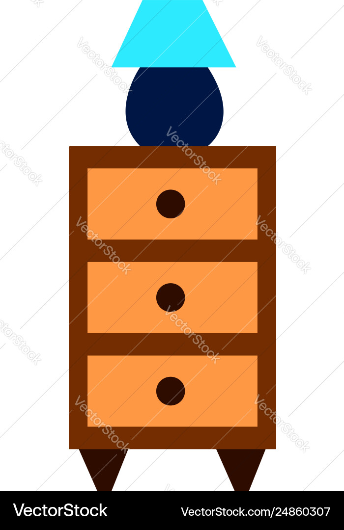 A blue table lamp placed on tall wooden bed Vector Image