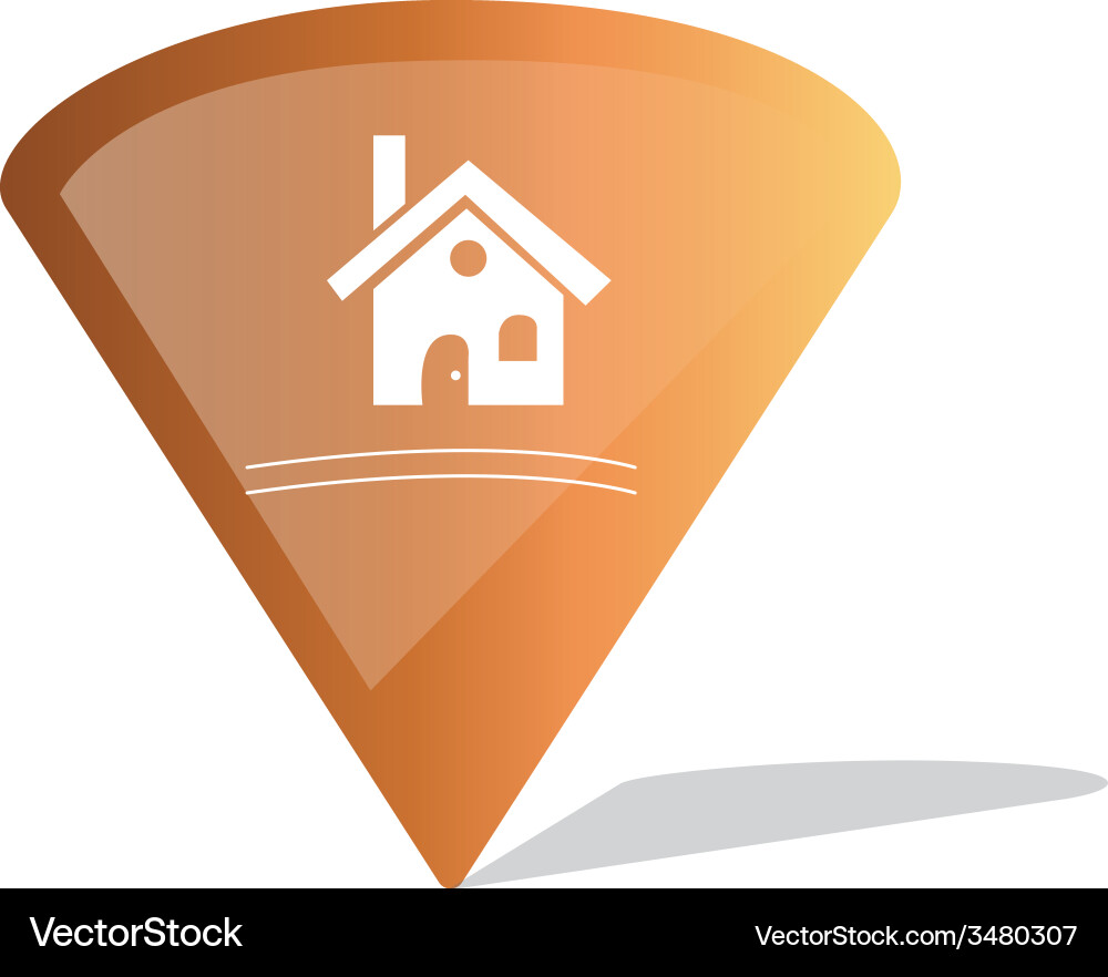 An isolated orange pin with a home icon inside Vector Image