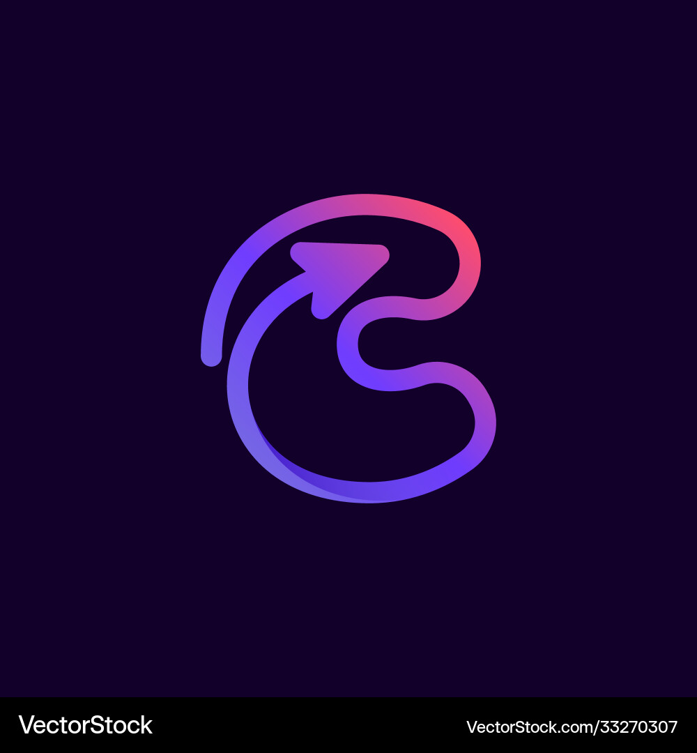 Arrow letter c multimedia and play line logotype Vector Image