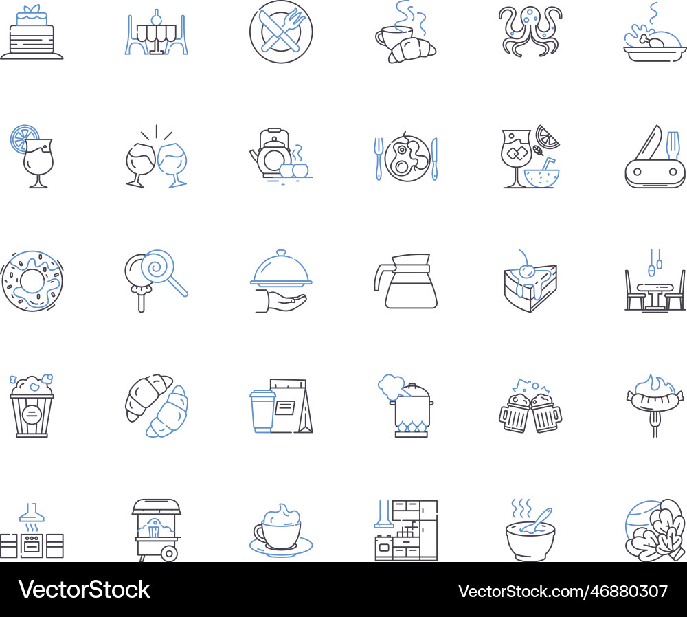 Barbecuing line icons collection grill sizzle Vector Image