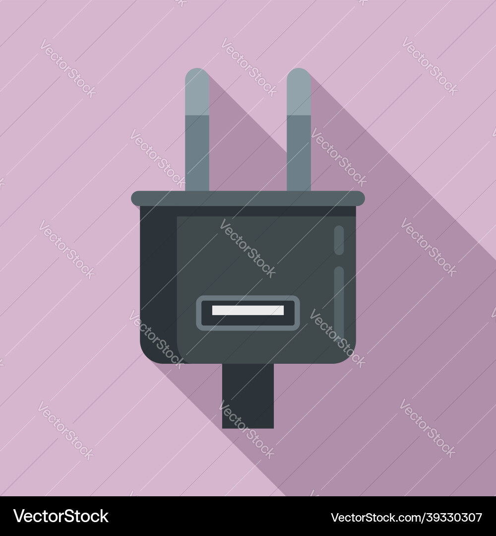 Charger plug icon flat charge phone Royalty Free Vector