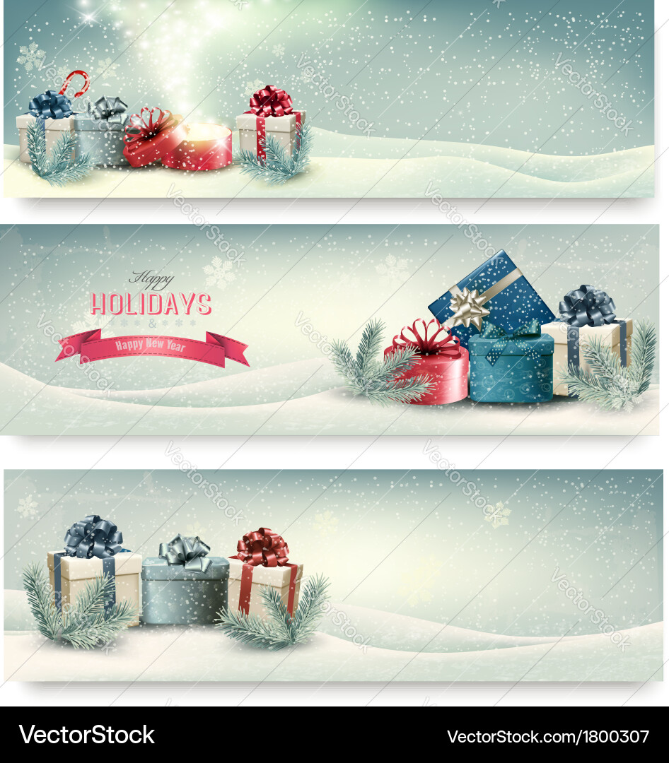 Christmas winter banners with presents Royalty Free Vector