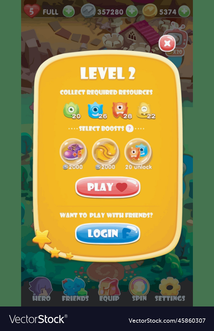 Complete Set Of Level Button Game Ui Pop Up Icon Vector Image