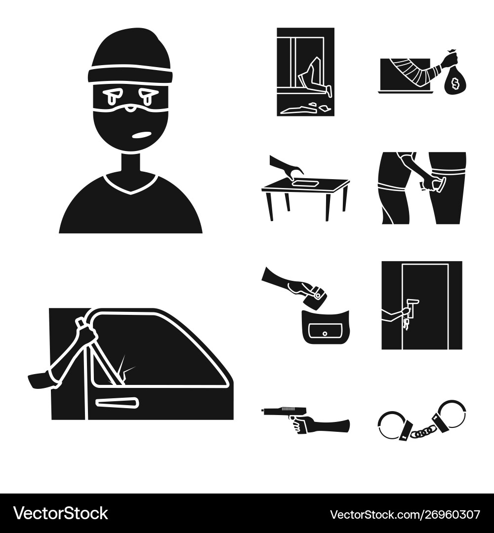 Design robber and villain sign set Royalty Free Vector Image
