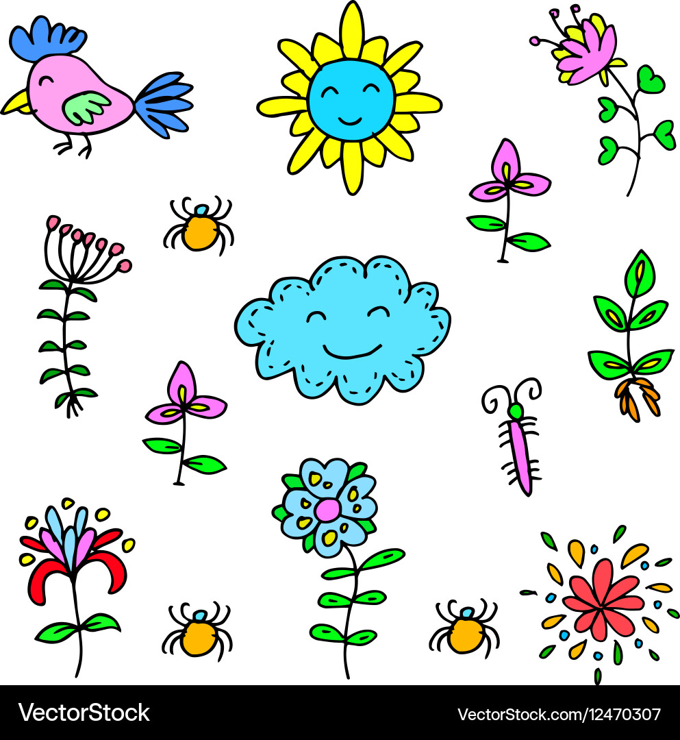 Doodle of spring item art Royalty Free Vector Image