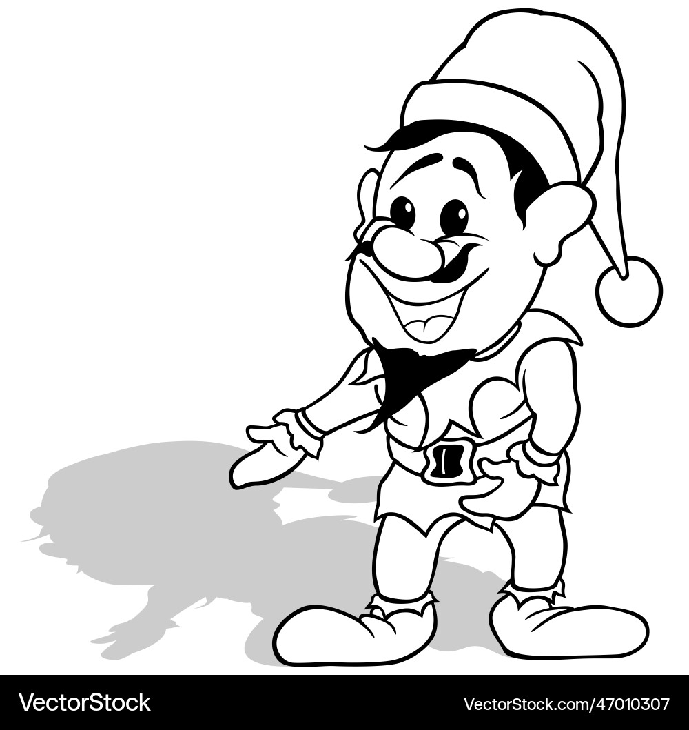Drawing of a standing dwarf with a smile Vector Image
