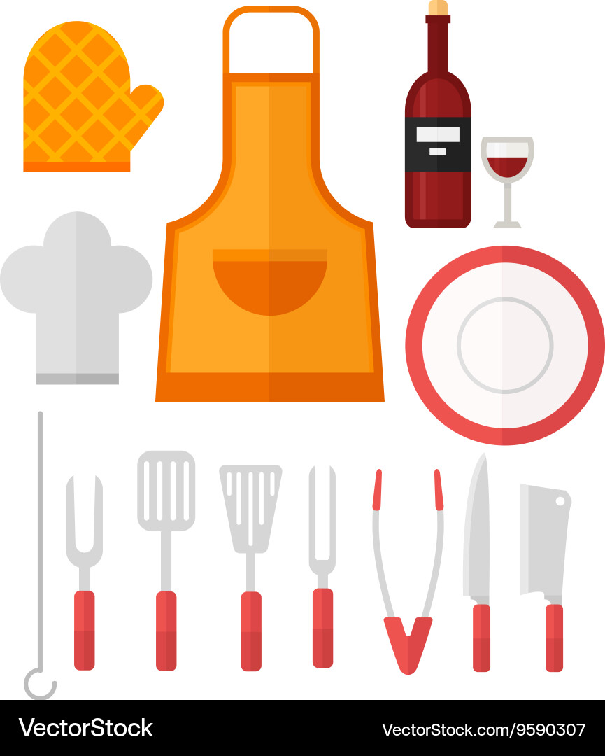 Grill tools set Royalty Free Vector Image - VectorStock