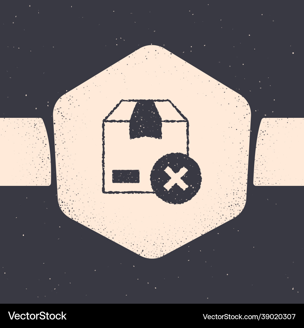 Grunge carton cardboard box and delete icon Vector Image