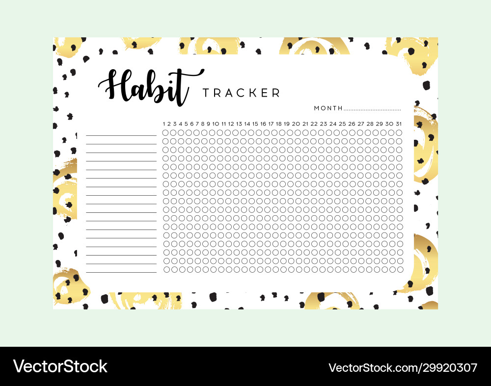 Habit tracker monthly planner tracker blank Vector Image
