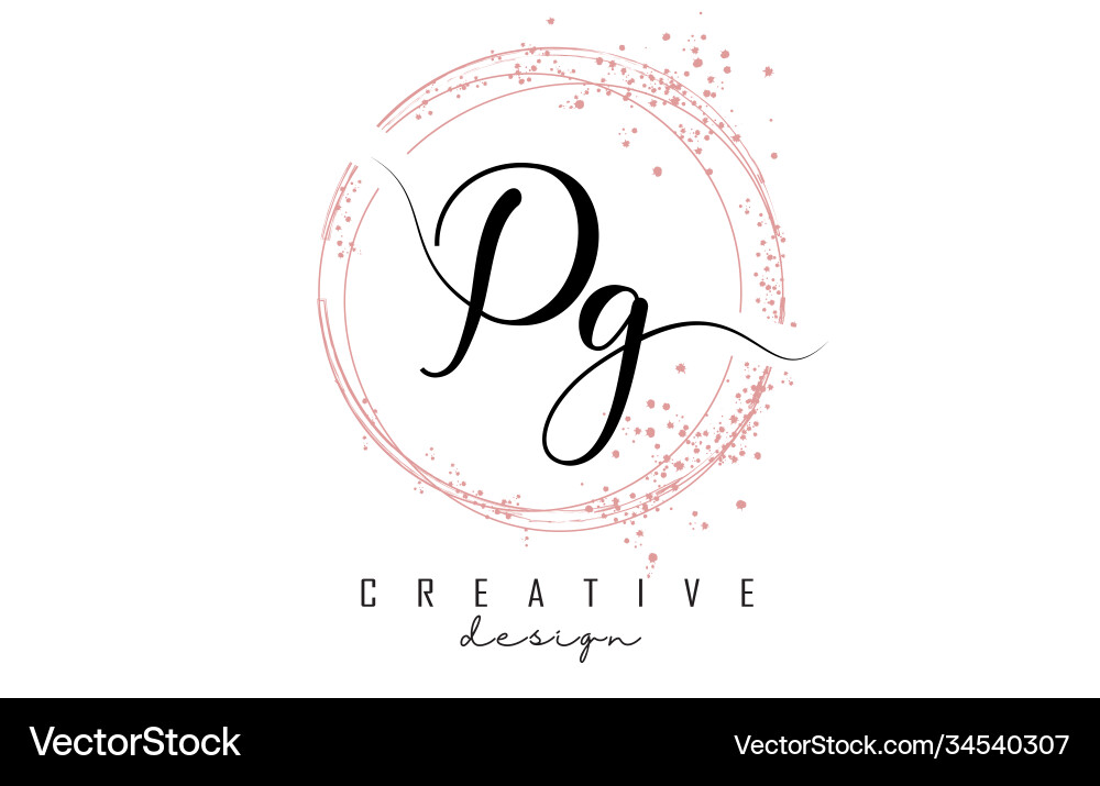 Handwritten pg p g letter logo with sparkling Vector Image