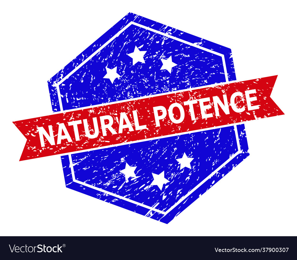 Hexagon bicolor natural potence rubber stamp with Vector Image