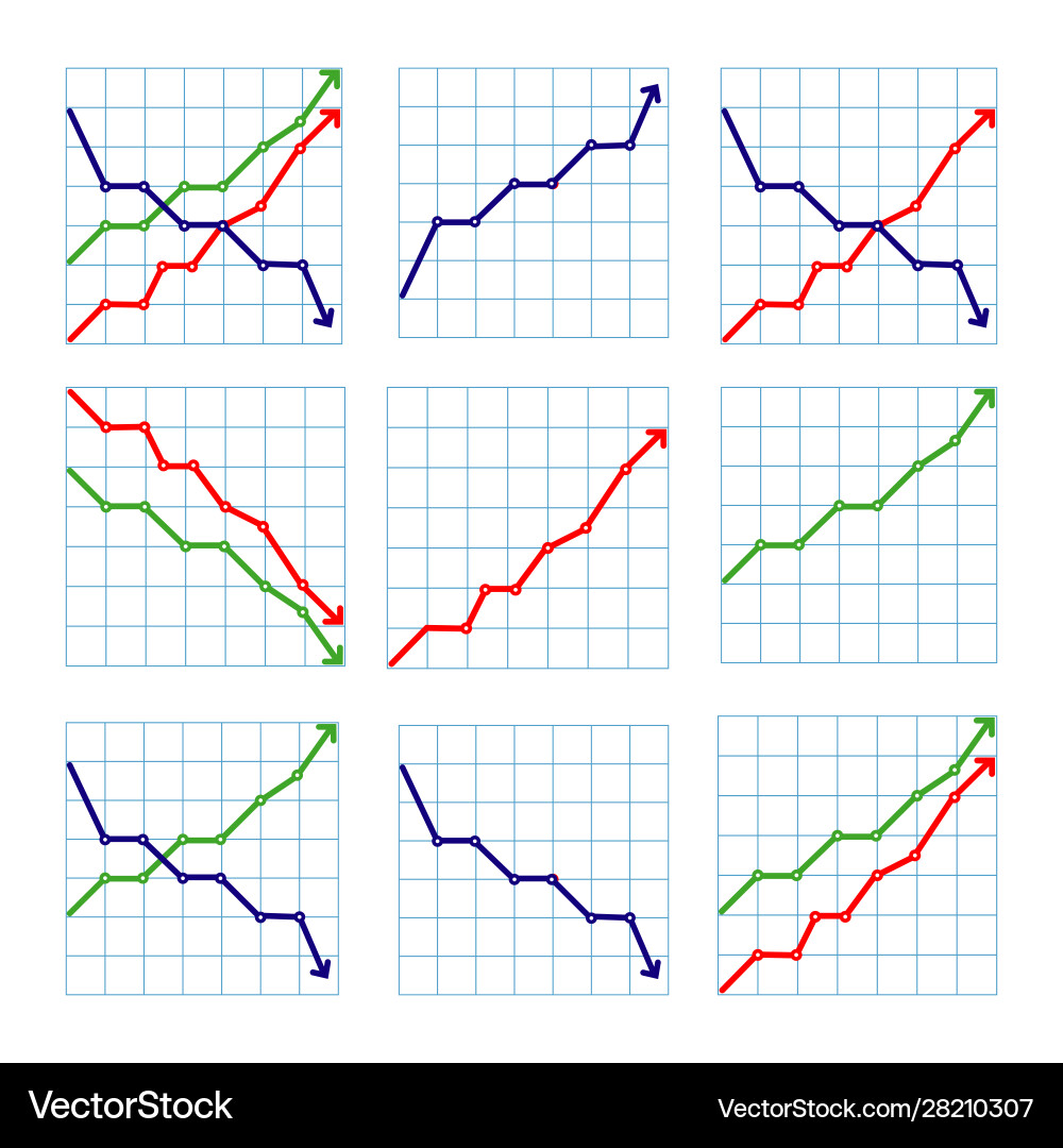 Line business graphs showing performance and sales