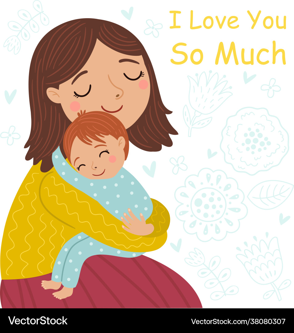 Mom hugs her baabout maternal Royalty Free Vector Image
