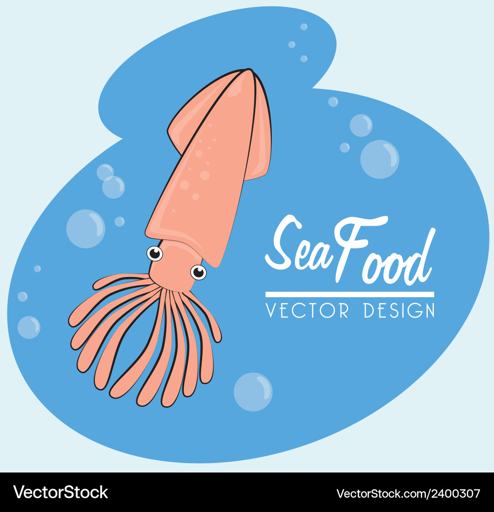 Sea food over blue background Royalty Free Vector Image