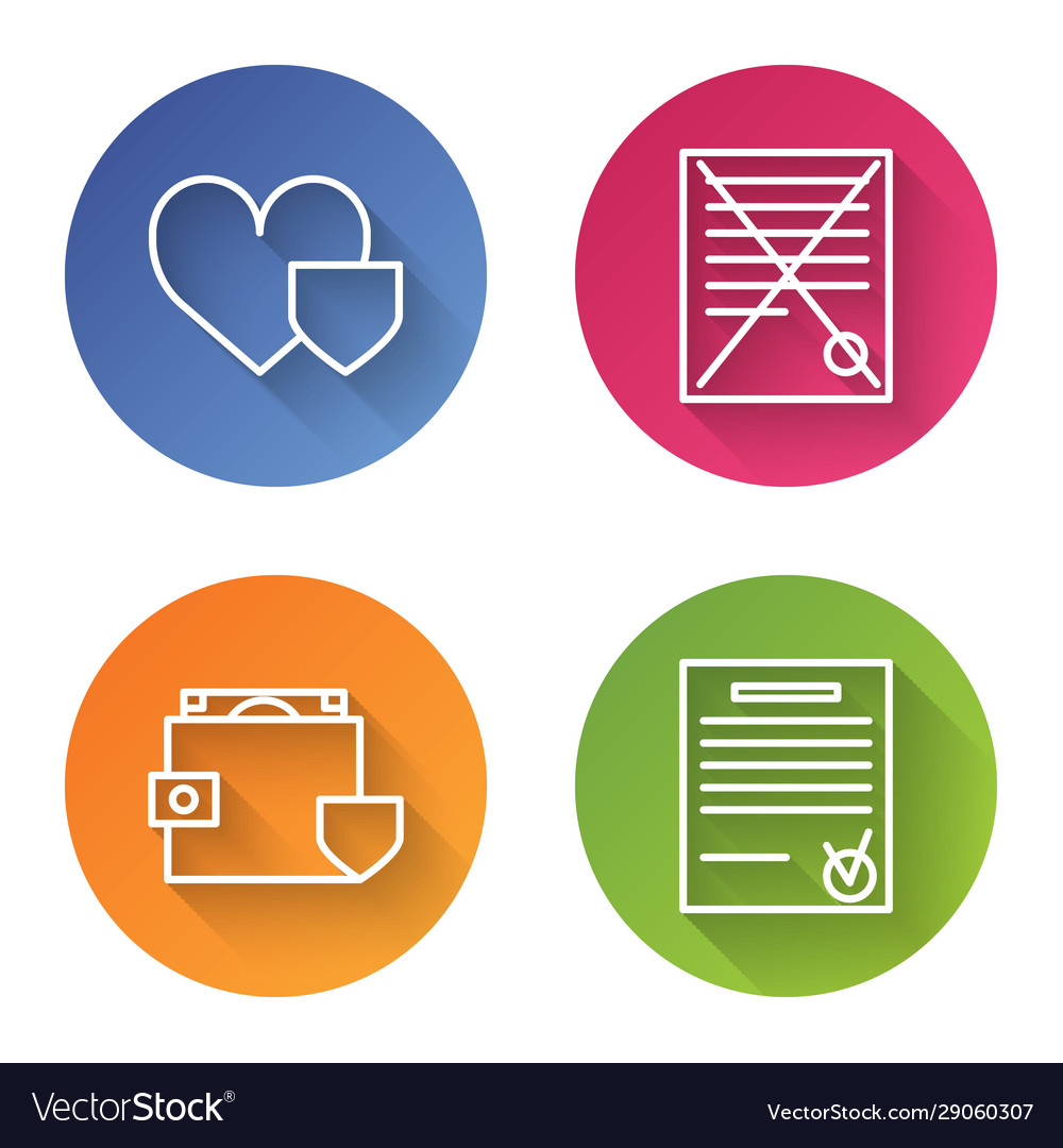 Set line heart with shield delete file document Vector Image