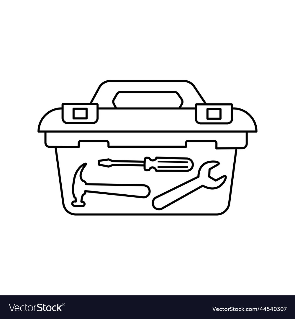 Tools Box Line Icon Concept Web Buttons Royalty Free Vector