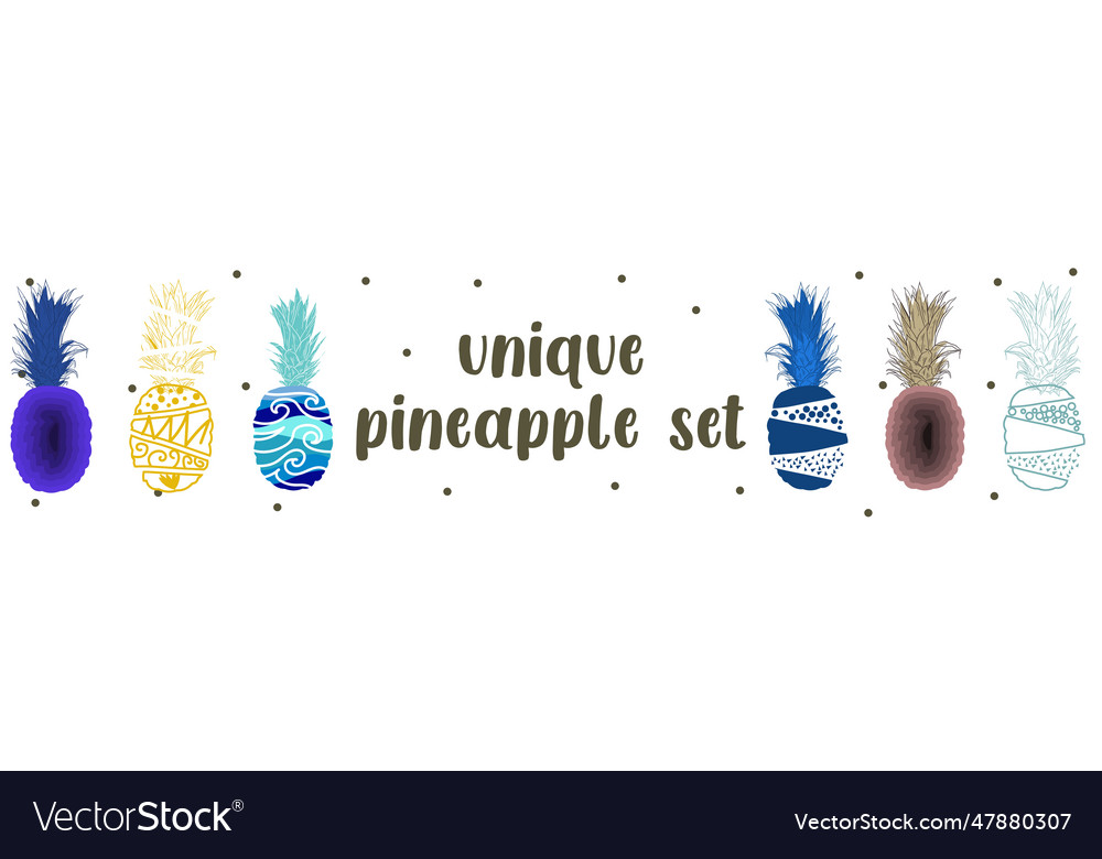 Unique abstract pineapple set for pattern Vector Image